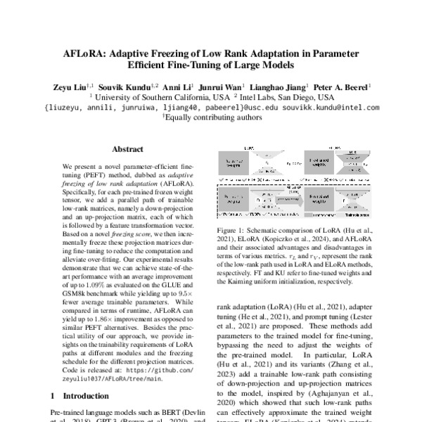 AFLoRA: Adaptive Freezing of Low Rank Adaptation in Parameter Efficient ...