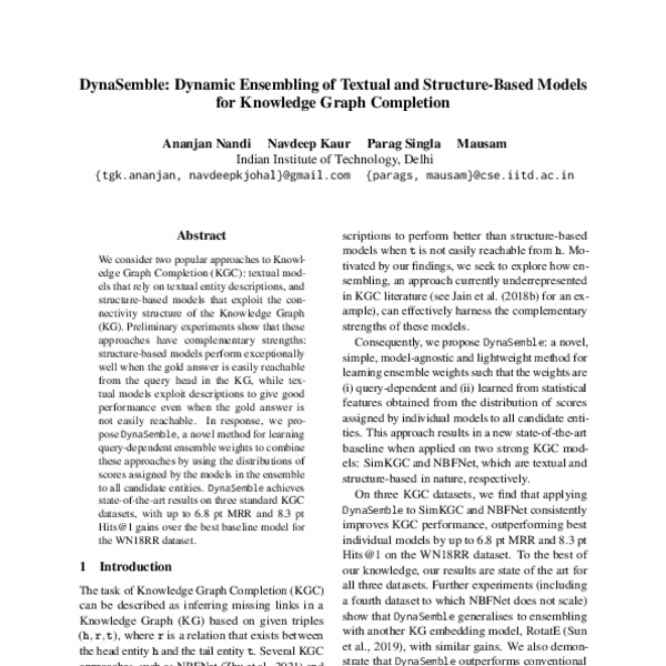DynaSemble: Dynamic Ensembling of Textual and Structure-Based Models for Knowledge Graph ...