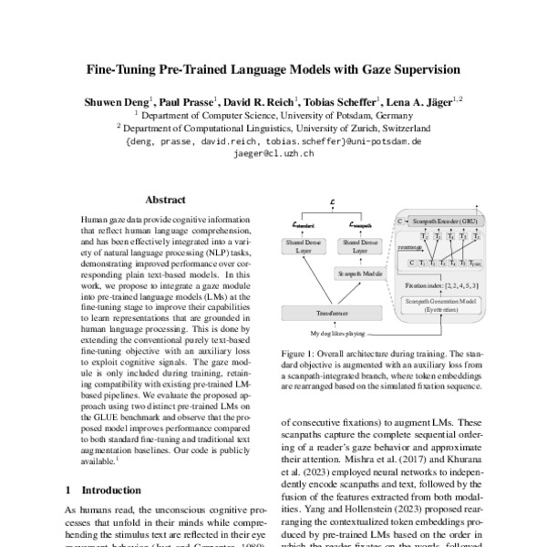 Fine-Tuning Pre-Trained Language Models with Gaze Supervision - ACL ...