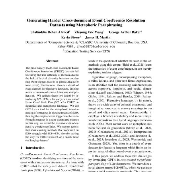 Generating Harder Cross Document Event Coreference Resolution Datasets