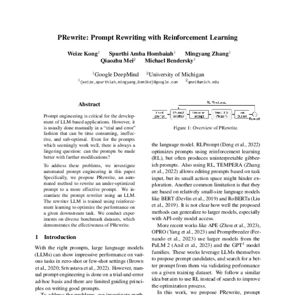 PRewrite: Prompt Rewriting with Reinforcement Learning - ACL Anthology