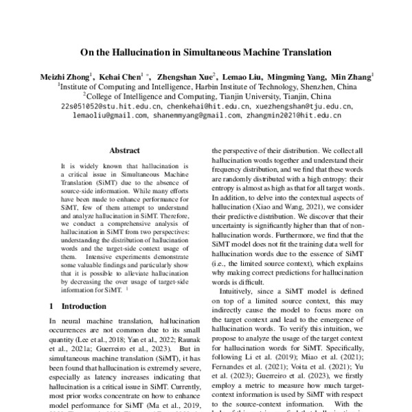On the Hallucination in Simultaneous Machine Translation - ACL Anthology