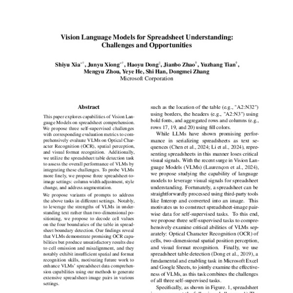 Vision Language Models for Spreadsheet Understanding: Challenges and ...