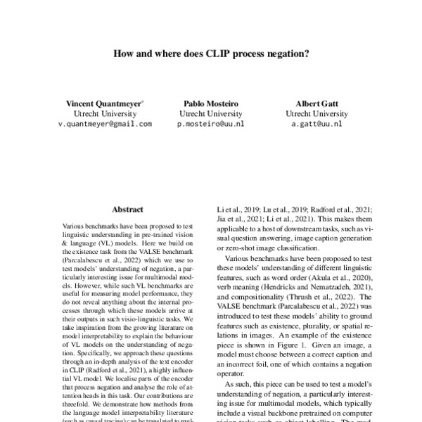 How and where does CLIP process negation? - ACL Anthology