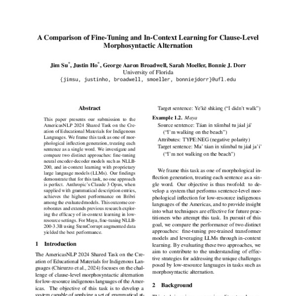 A Comparison Of Fine Tuning And In Context Learning For Clause Level