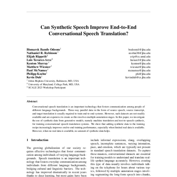 Can Synthetic Speech Improve End-to-End Conversational Speech ...