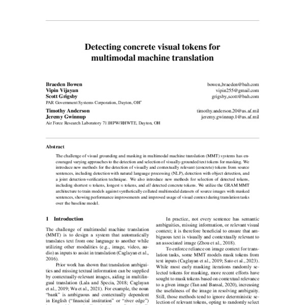 Detecting concrete visual tokens for Multimodal Machine Translation ...