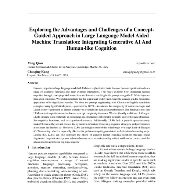 Exploring the Advantages and Challenges of a Concept-Guided Approach in Large Language Model ...