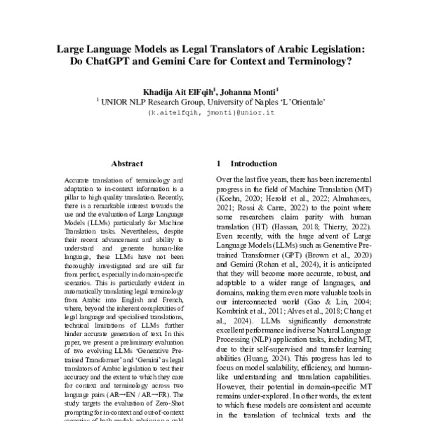 Large Language Models as Legal Translators of Arabic Legislation: Do ...