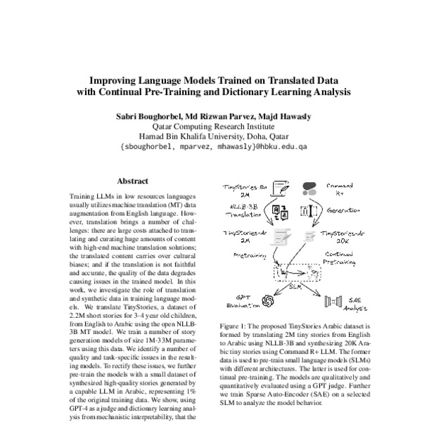 Improving Language Models Trained on Translated Data with Continual Pre-Training and Dictionary ...