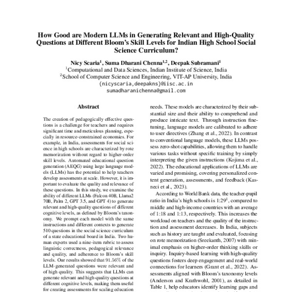 How Good are Modern LLMs in Generating Relevant and High-Quality ...