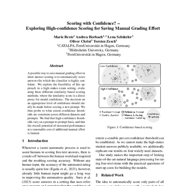 Scoring with Confidence? – Exploring High-confidence Scoring for Saving Manual Grading Effort ...