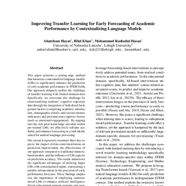 Improving Transfer Learning For Early Forecasting Of Academic Performance By Contextualizing