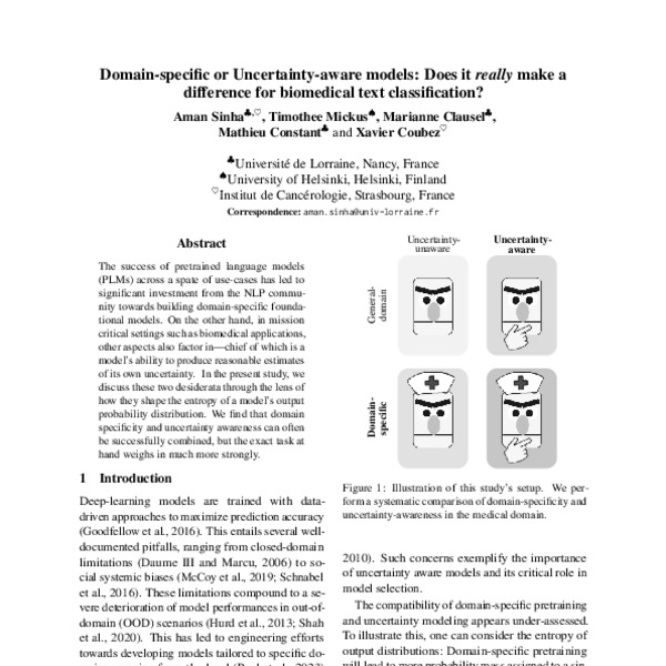 Domain-specific or Uncertainty-aware models: Does it really make a difference for biomedical ...