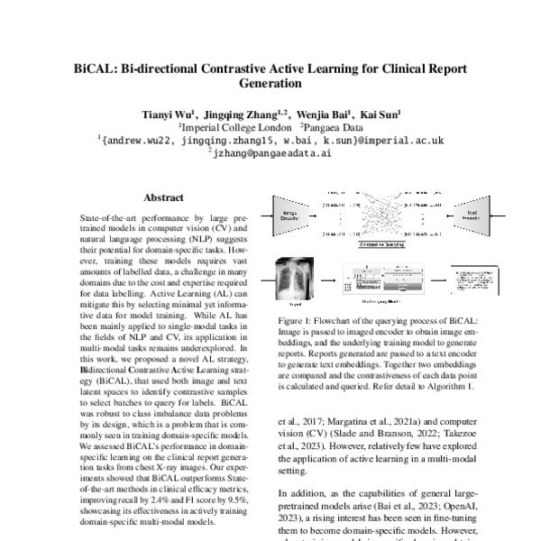 BiCAL: Bi-directional Contrastive Active Learning for Clinical Report Generation - ACL Anthology