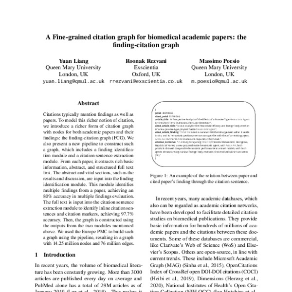 A Fine-grained citation graph for biomedical academic papers: the ...
