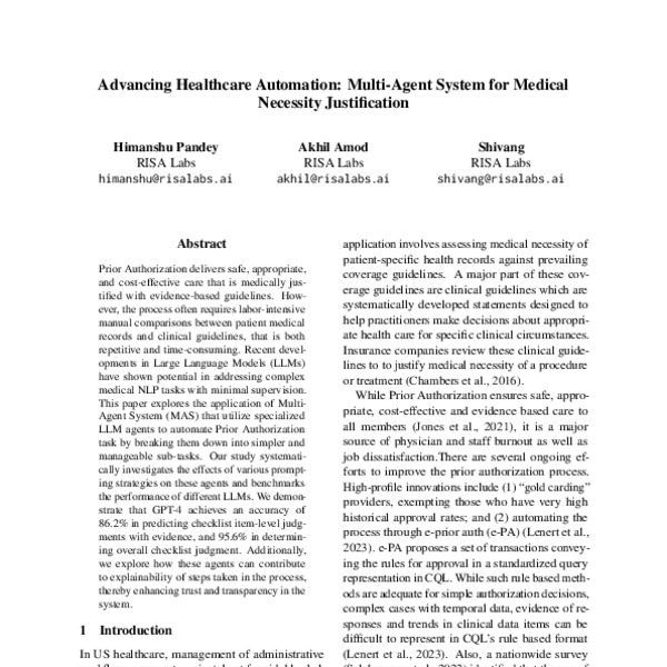 Advancing Healthcare Automation: Multi-Agent System for Medical ...