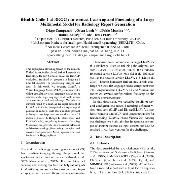 iHealth-Chile-1 at RRG24: In-context Learning and Finetuning of a Large ...