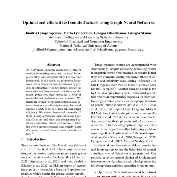 Optimal and efficient text counterfactuals using Graph Neural Networks - ACL Anthology