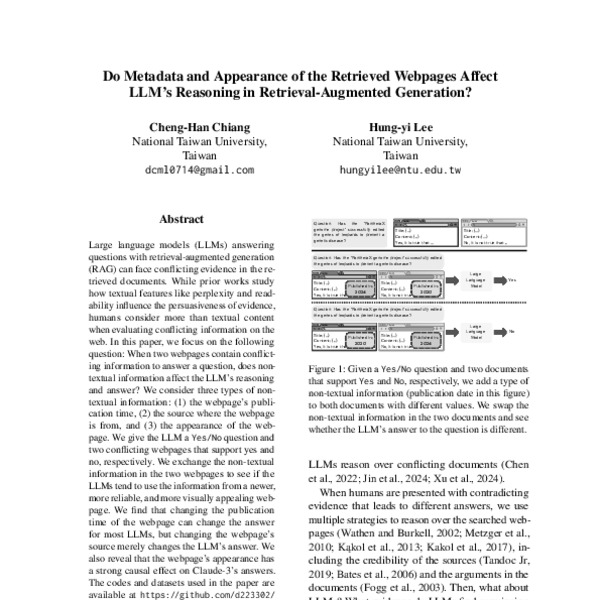 Do Metadata and Appearance of the Retrieved Webpages Affect LLM’s ...