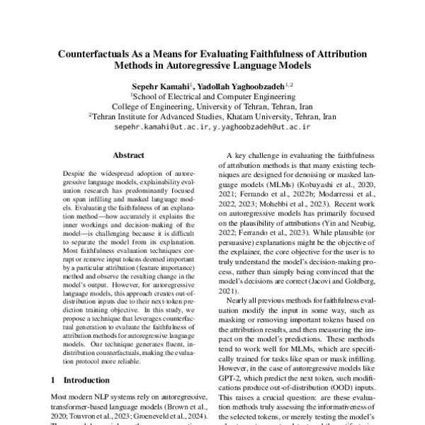 Counterfactuals As a Means for Evaluating Faithfulness of Attribution Methods in Autoregressive ...