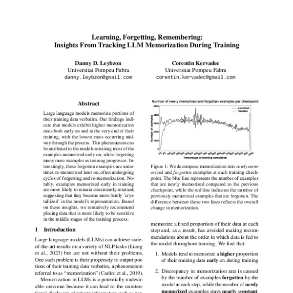 Learning, Forgetting, Remembering: Insights From Tracking LLM ...