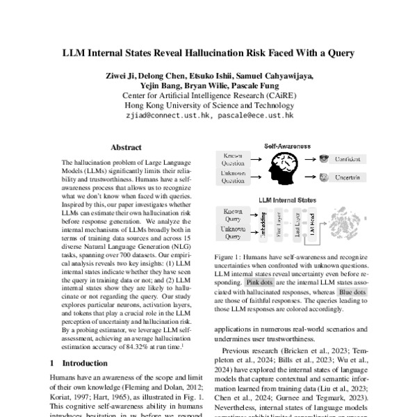 LLM Internal States Reveal Hallucination Risk Faced With a Query - ACL ...
