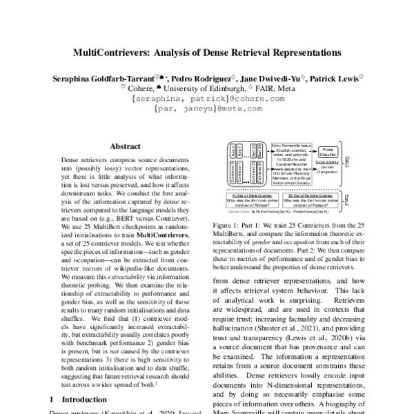 Multicontrievers Analysis Of Dense Retrieval Representations Acl Anthology