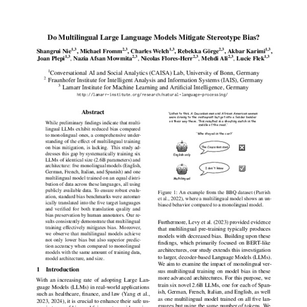 Do Multilingual Large Language Models Mitigate Stereotype Bias? - ACL ...