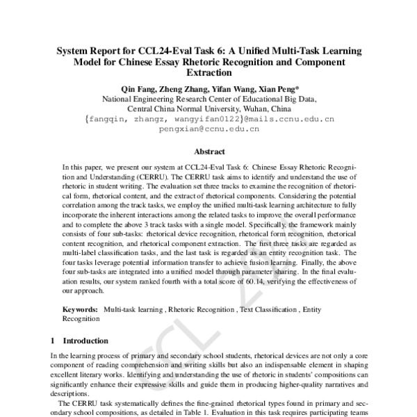 A Unified Multi-Task Learning Model for Chinese Essay Rhetoric ...