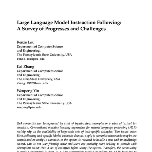 Large Language Model Instruction Following: A Survey of Progresses and ...