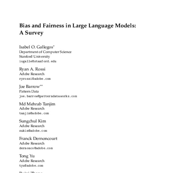 Bias and Fairness in Large Language Models: A Survey - ACL Anthology