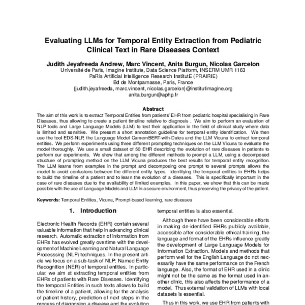 Evaluating LLMs for Temporal Entity Extraction from Pediatric Clinical ...