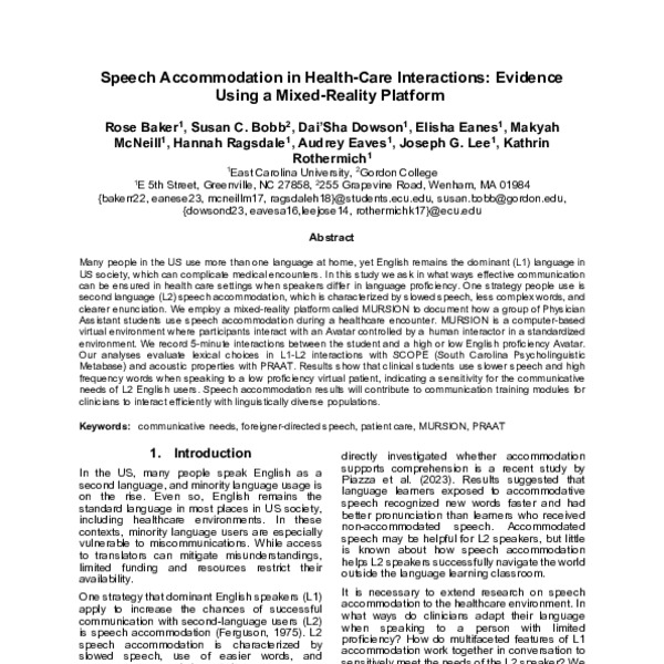 Speech Accommodation in Health-Care Interactions: Evidence Using a ...