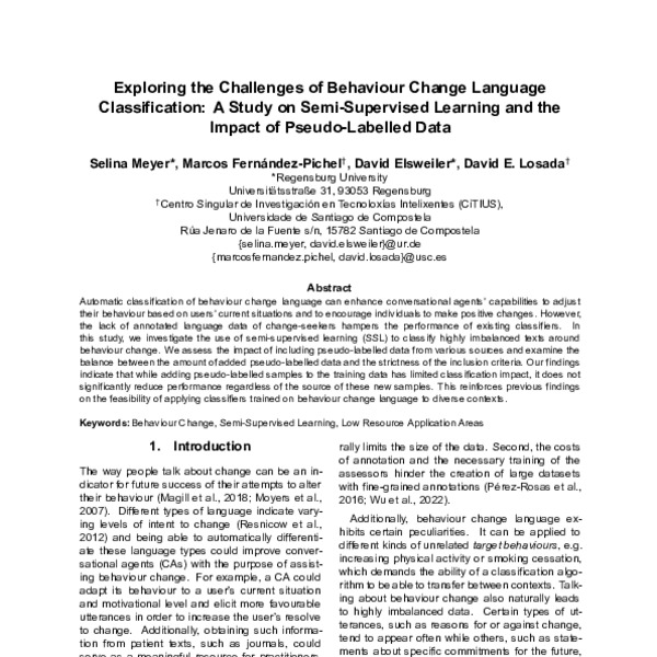 Exploring the Challenges of Behaviour Change Language Classification: A Study on Semi-Supervised ...