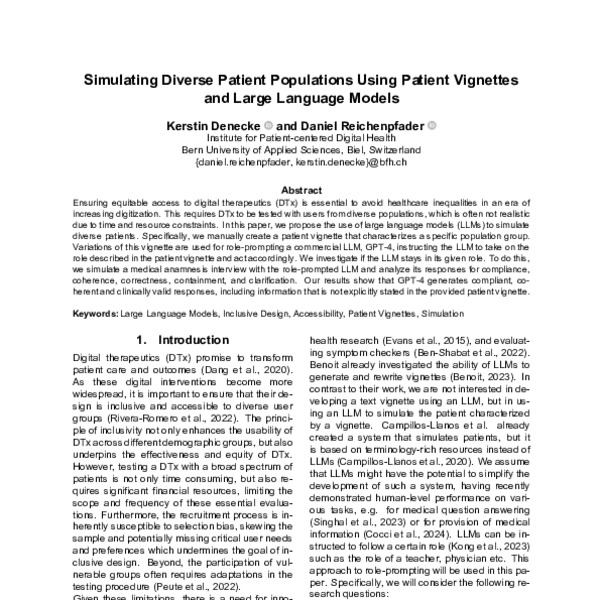 Simulating Diverse Patient Populations Using Patient Vignettes and ...