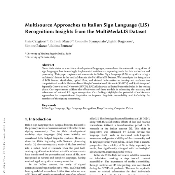 Multisource Approaches to Italian Sign Language (LIS) Recognition ...
