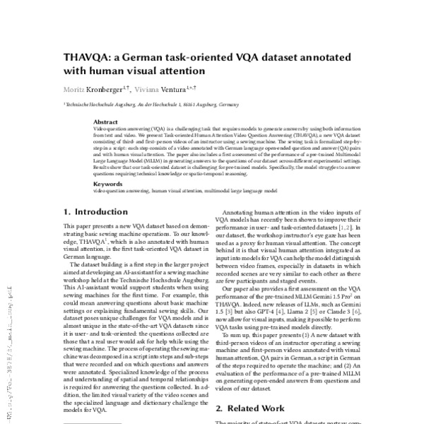 THAVQA: A German Task-oriented VQA Dataset Annotated with Human Visual ...
