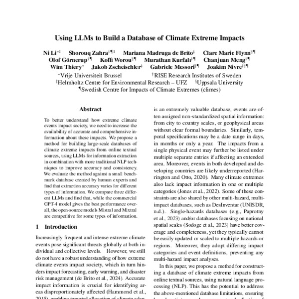 Using LLMs to Build a Database of Climate Extreme Impacts - ACL Anthology