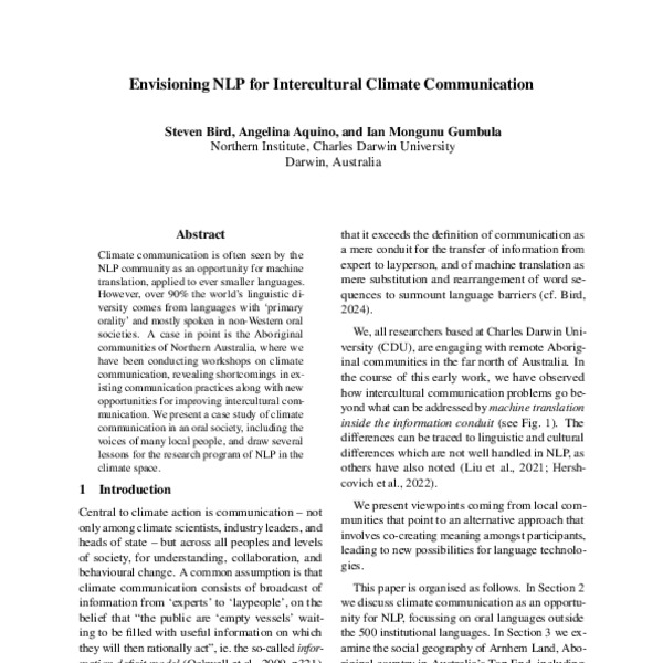 Envisioning NLP for intercultural climate communication - ACL Anthology