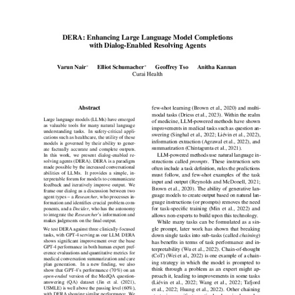 DERA: Enhancing Large Language Model Completions with Dialog-Enabled Resolving Agents - ACL ...