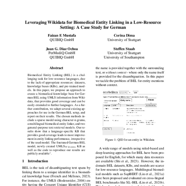 Leveraging Wikidata for Biomedical Entity Linking in a Low-Resource Setting: A Case Study for ...