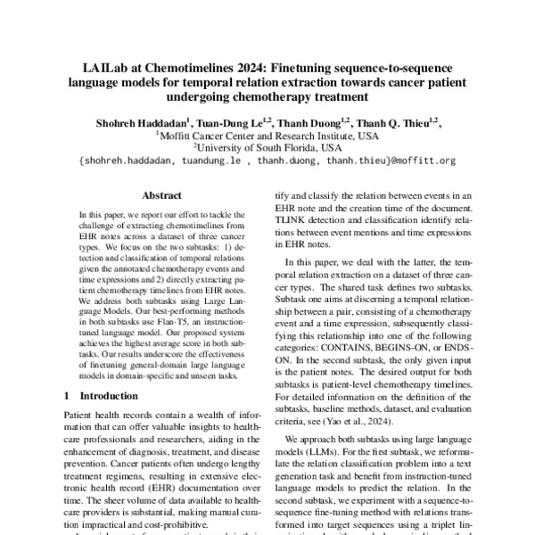 Lailab At Chemotimelines 2024 Finetuning Sequence To Sequence Language