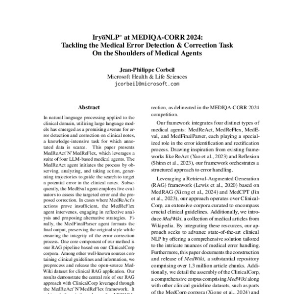 IryoNLP at MEDIQA-CORR 2024: Tackling the Medical Error Detection & Correction Task on the ...