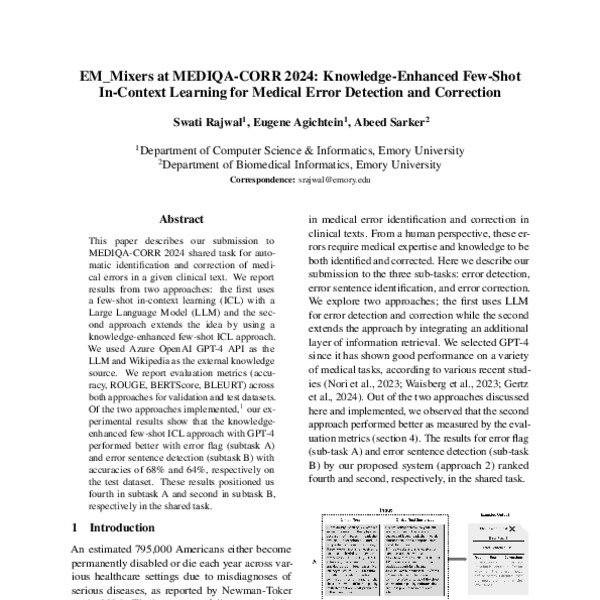 EM_Mixers at MEDIQA-CORR 2024: Knowledge-Enhanced Few-Shot In-Context Learning for Medical Error ...