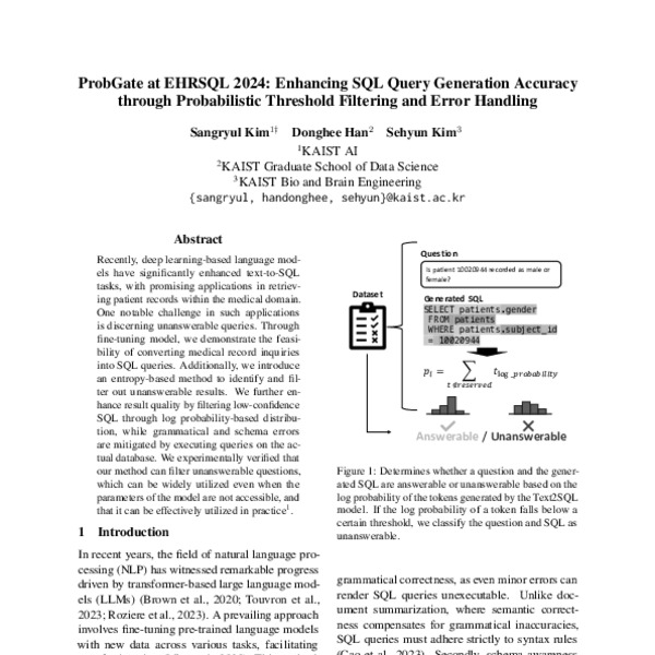 ProbGate at EHRSQL 2024: Enhancing SQL Query Generation Accuracy ...