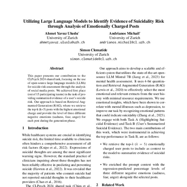 Utilizing Large Language Models to Identify Evidence of Suicidality Risk through Analysis of ...