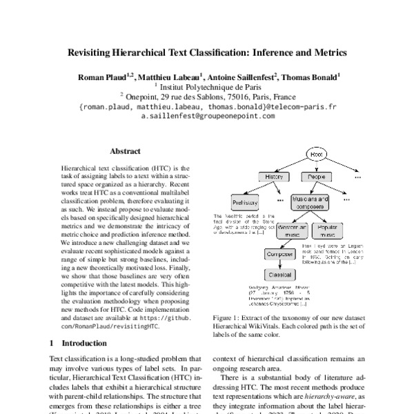 Revisiting Hierarchical Text Classification: Inference and Metrics ...
