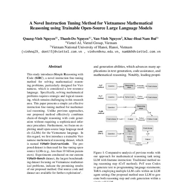 A Novel Instruction Tuning Method for Vietnamese Mathematical Reasoning ...