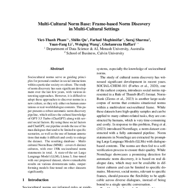 Multi-Cultural Norm Base: Frame-based Norm Discovery in Multi-Cultural ...